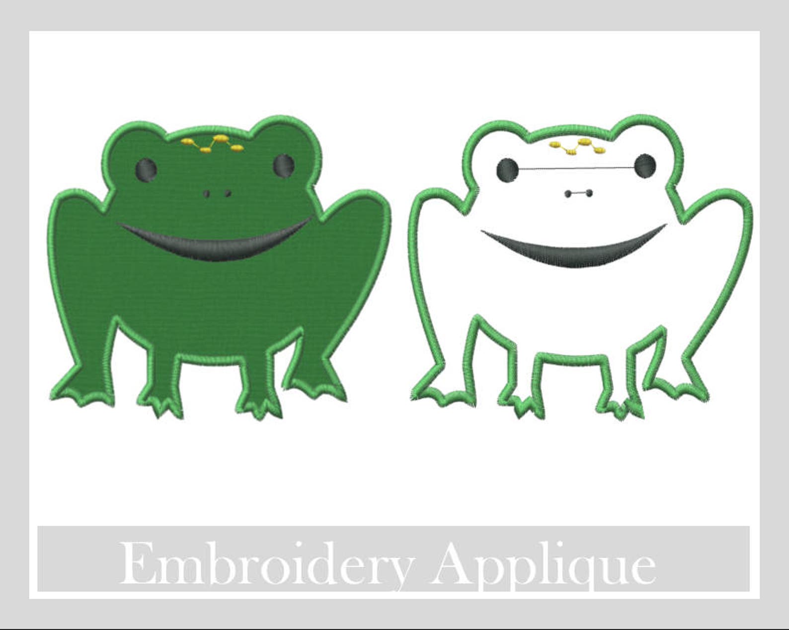 Frog Applique Design 5x7 Machine Embroidery Designs Summer | Etsy