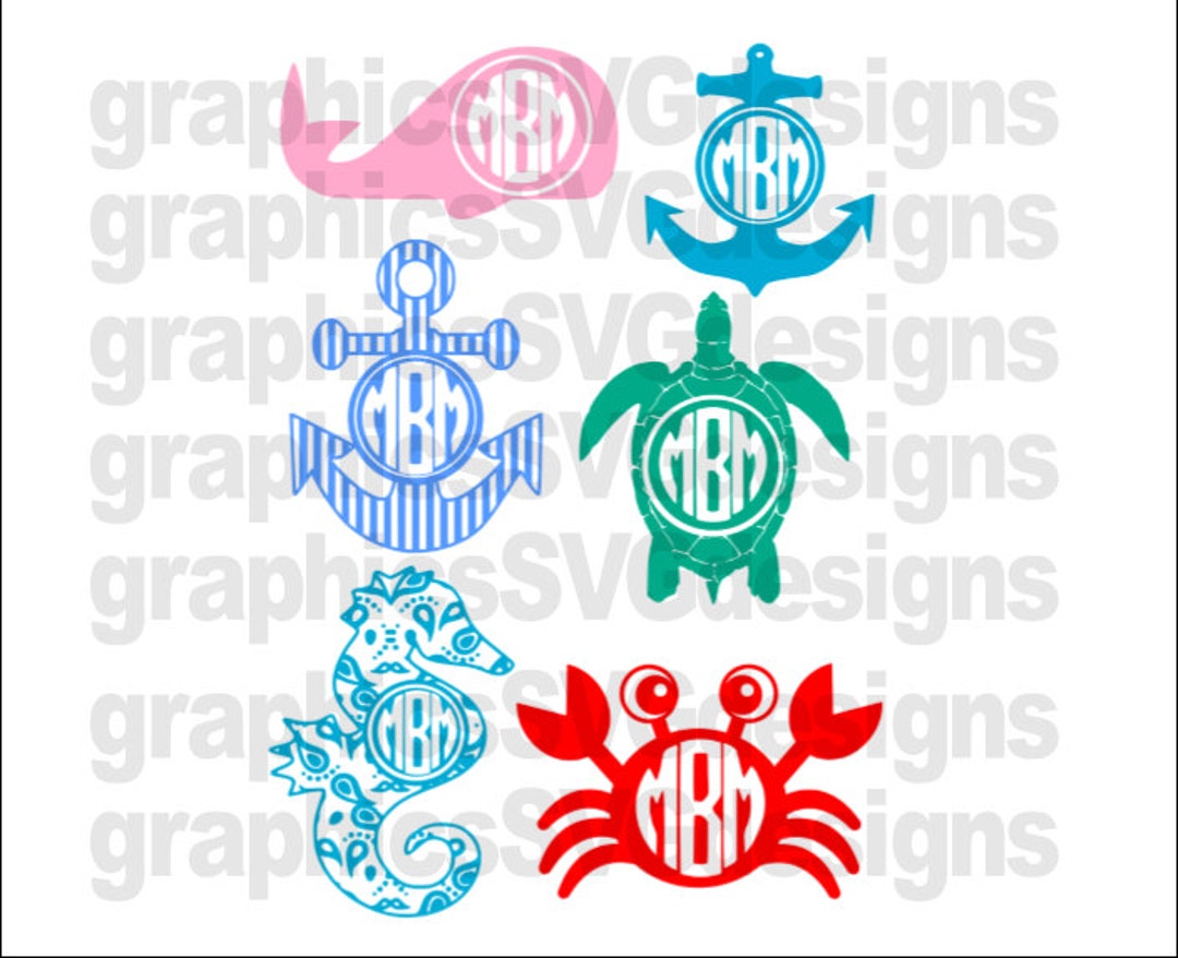 Summer Monograms Beach Monograms Monogram SVG, DXF, PNG Files for ...