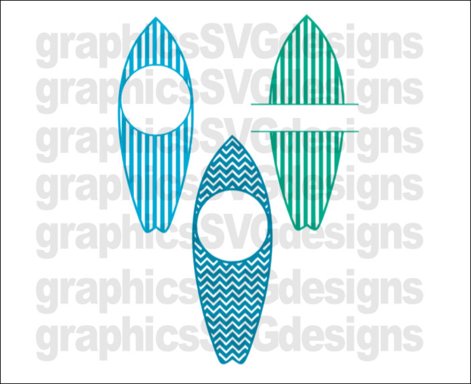 Surfboard Monogram SVG DXF, PNG Files for Cricut and Silhouette Cutting ...