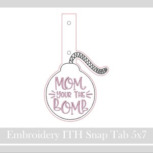 Mom Snap Tab Embroidery Design, Snap Tab Embroidery Design,in the Hoop ...