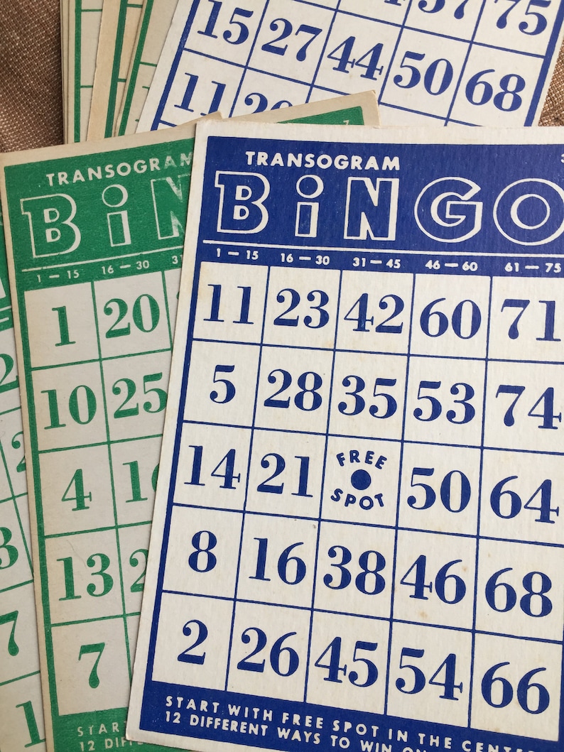 Old Bingo Cards, Vintage Bingo Cards, Set of 19 Authentic Bingo Cards ...
