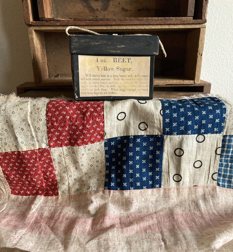 Primitive Pantry Box, Black Pantry Box, Prim Box, Old Quilt Piece, BEET Box, Beet Label FAPM ...