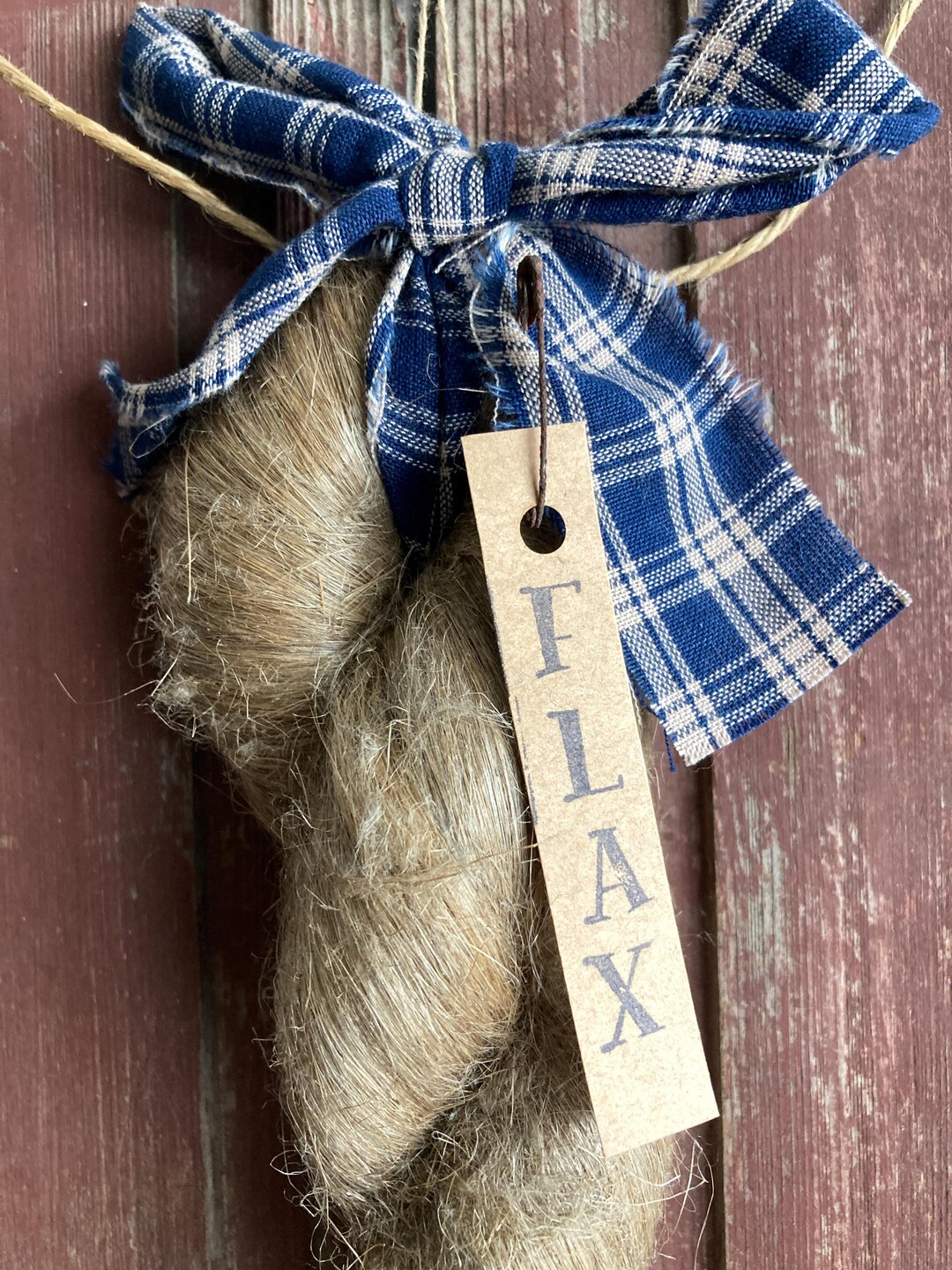 Flax Strick, Flax Braid With Homespun Hanger, Aged Tag, Hemp Fibers ...