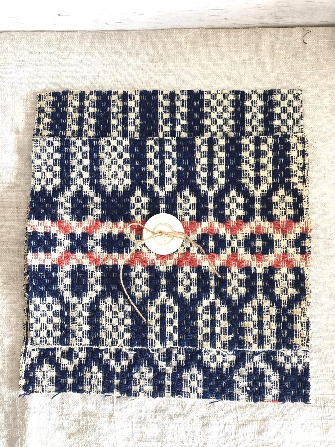 Vintage Woven Coverlet Fabric Pieces, 3 Multi-colored Early Coverlet ...