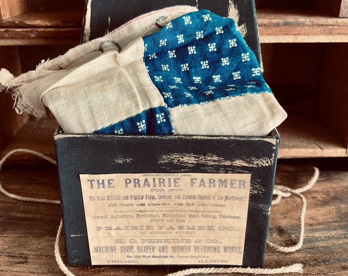 Primitive Pantry Box, Black Pantry Box, Prim Box, Old Quilt Piece, Prairie Farmer Box, FAPM ...