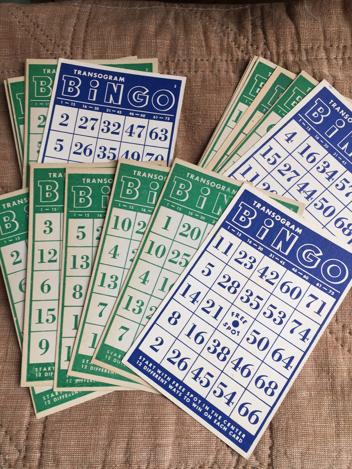 Old Bingo Cards, Vintage Bingo Cards, Set of 19 Authentic Bingo Cards ...