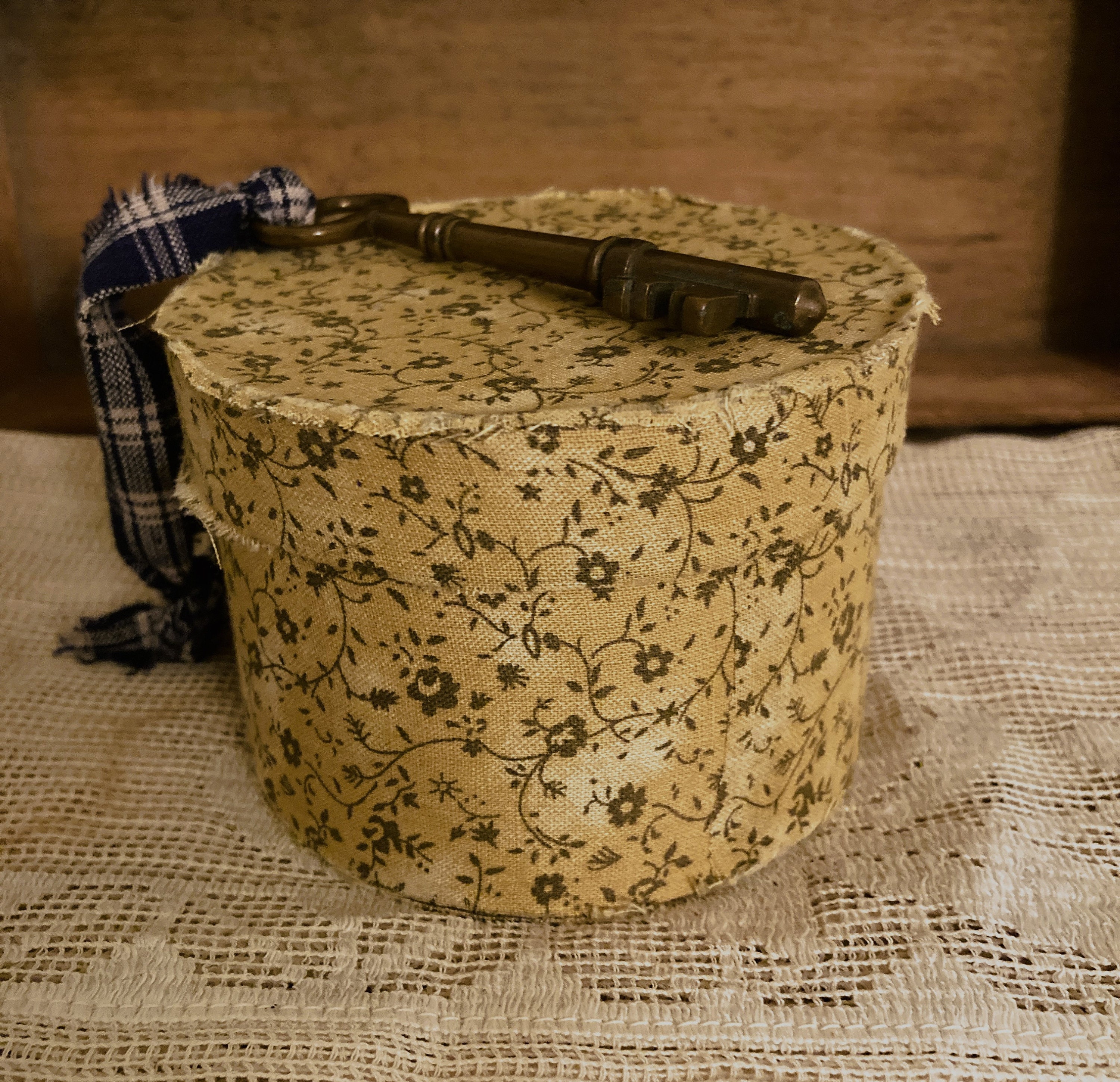 Primitive Pantry Box, Gold-yellow Fabric Covered Pantry Box, Prim Box ...