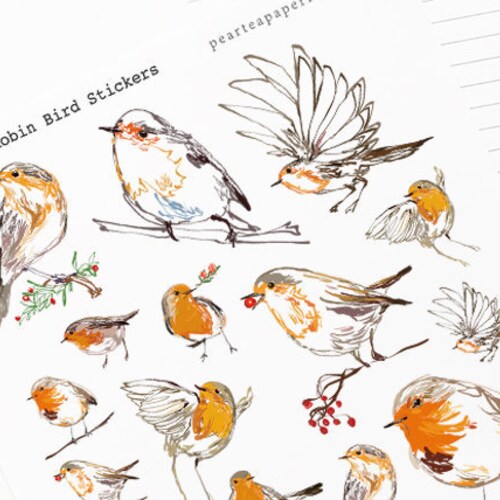 Robin Birds Stickers Bird Stickers Bird Art Decor Stickers | Etsy
