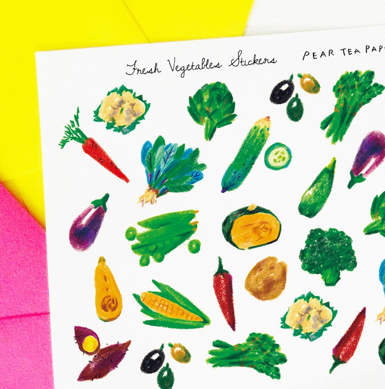 Fresh Vegetable Stickers Set | Etsy