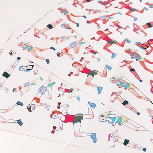 Mini Work Out Girls Stickers, Work Out Stickers, Fitness Stickers ...