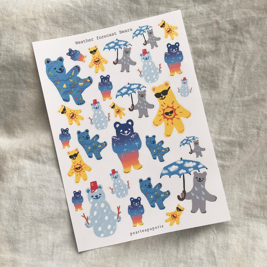 Weather Forecast Bear Stickers, Planner Stickers, Planning Stickers ...