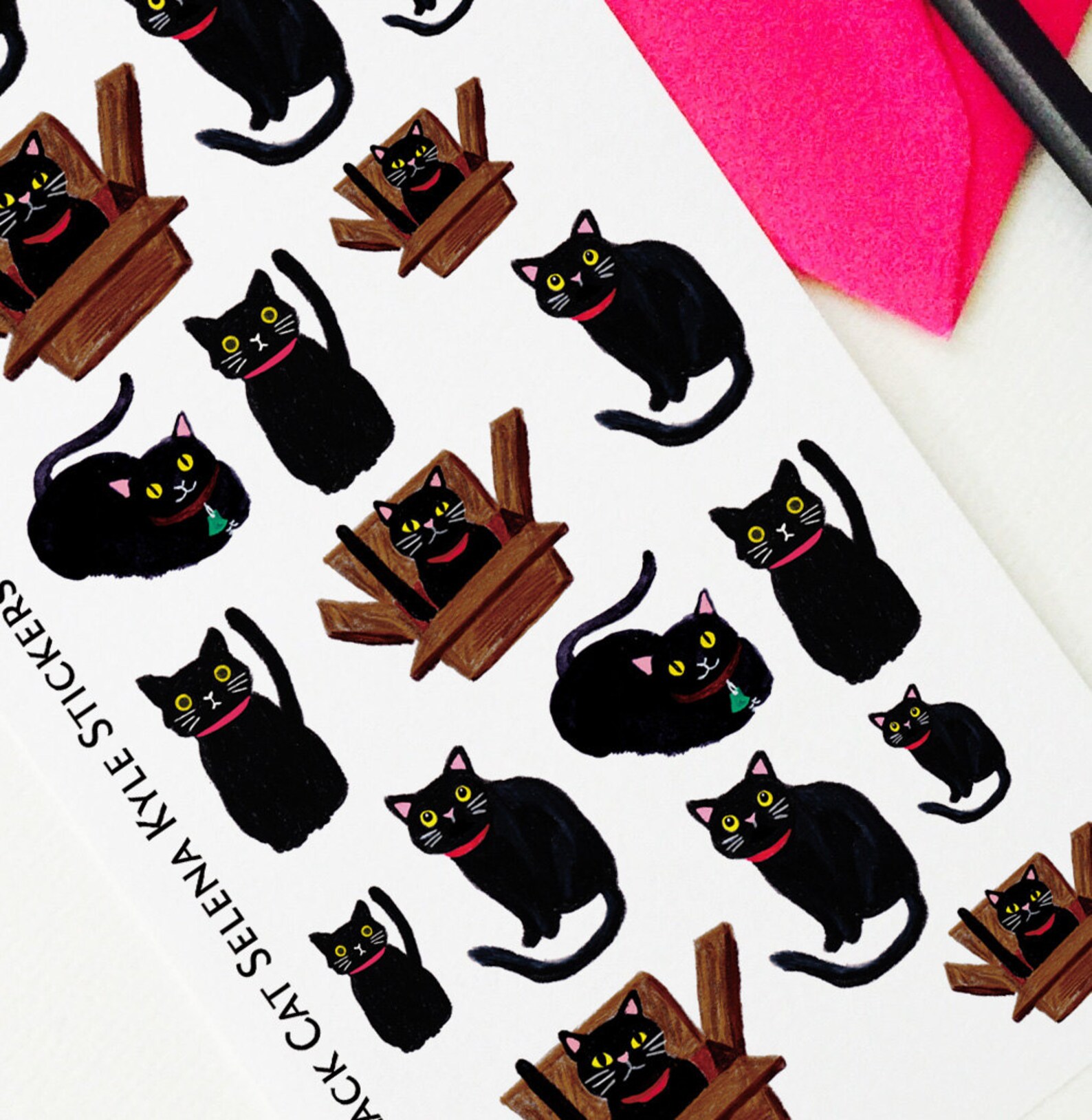 Black Cat Stickers Planner Stickers Weekly Sticker Art - Etsy