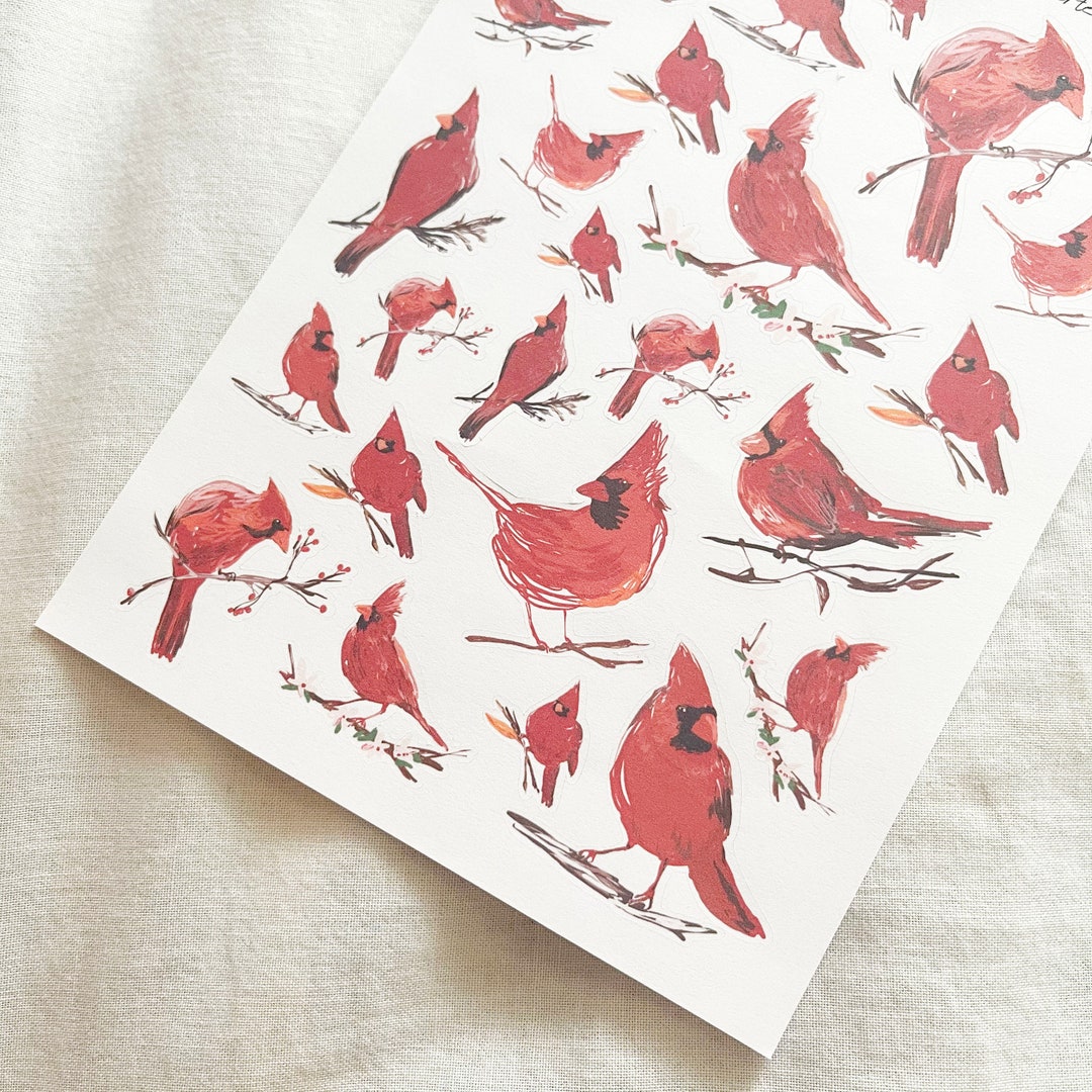 Red Northern Cardinal Stickers , Bird Stickers, Animal Stickers ...