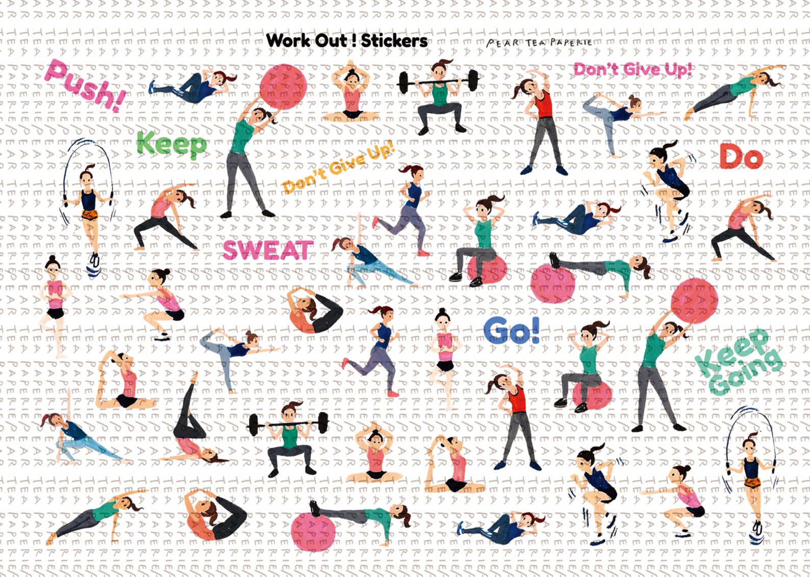 Work Out Series Stickers Exercise Stickers Fitness Stickers - Etsy