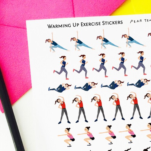 Warming up Exercise Stickers Pre Work Out Set Fitness Work | Etsy