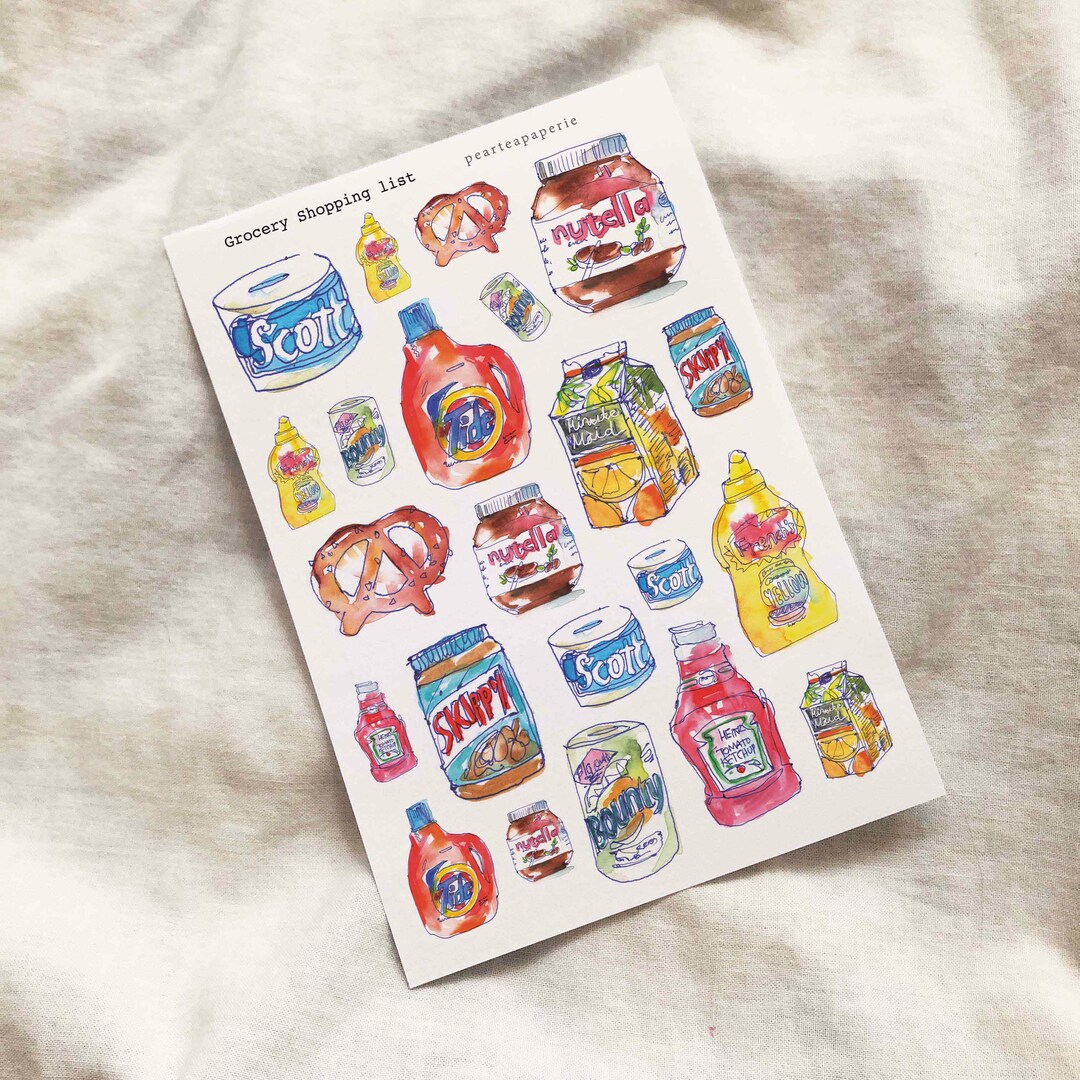 Grocery Shopping List Stickers, Planner Stickers, Planning Stickers ...