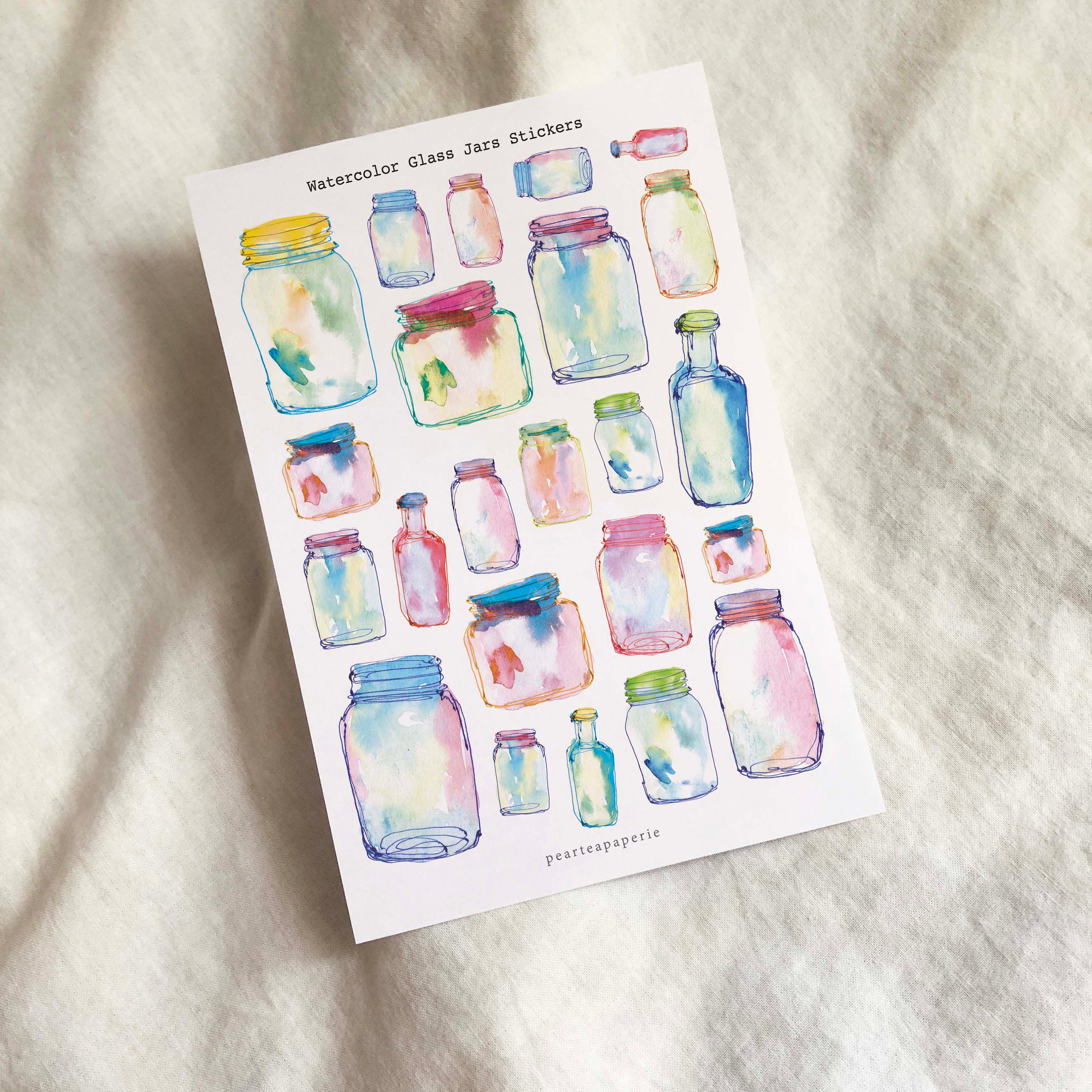 Watercolor Glass Jars Stickers, Planner Stickers, Planning Stickers ...