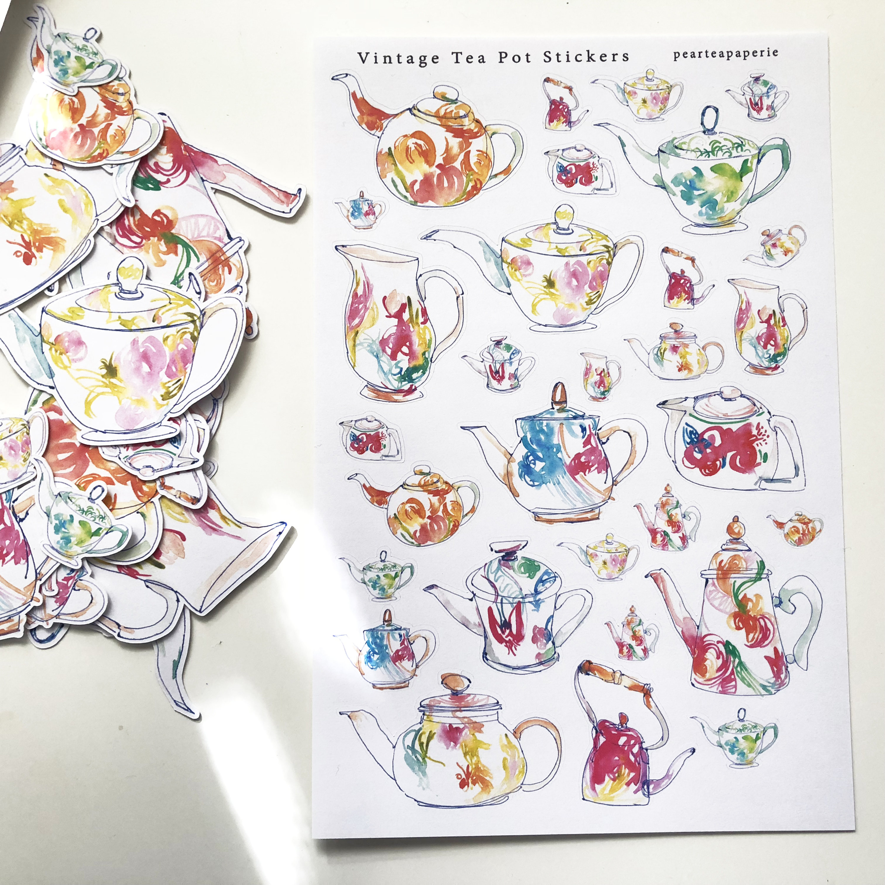 Vintage Tea Pot Stickers Vintage Stickers Planner Stickers - Etsy