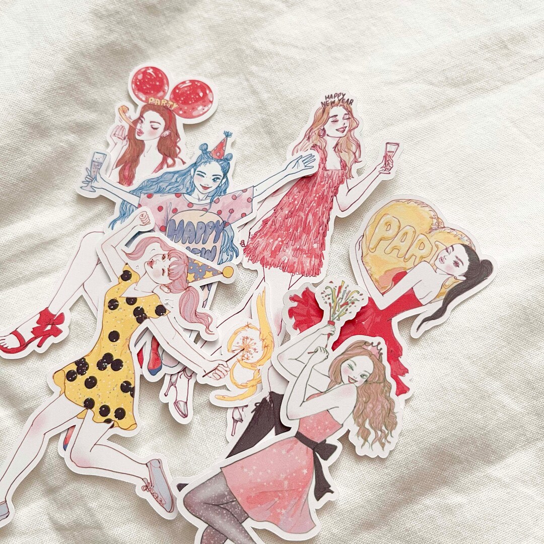 Party Lover Girls Stickers / Girl Stickers Doll Stickers - Etsy