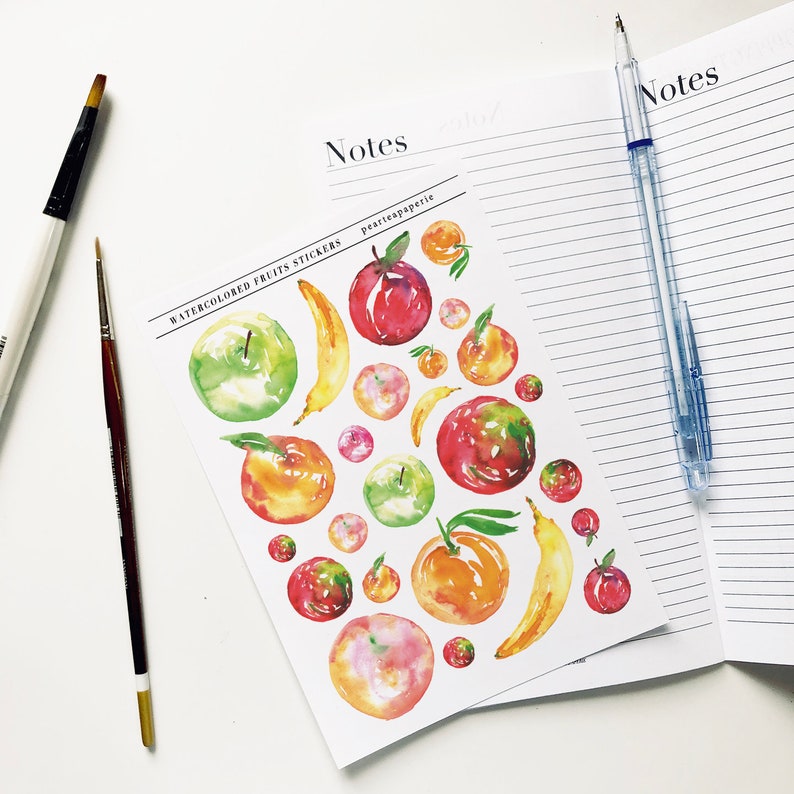 Watercolored Fruits Stickers Nature Stickers Planner - Etsy