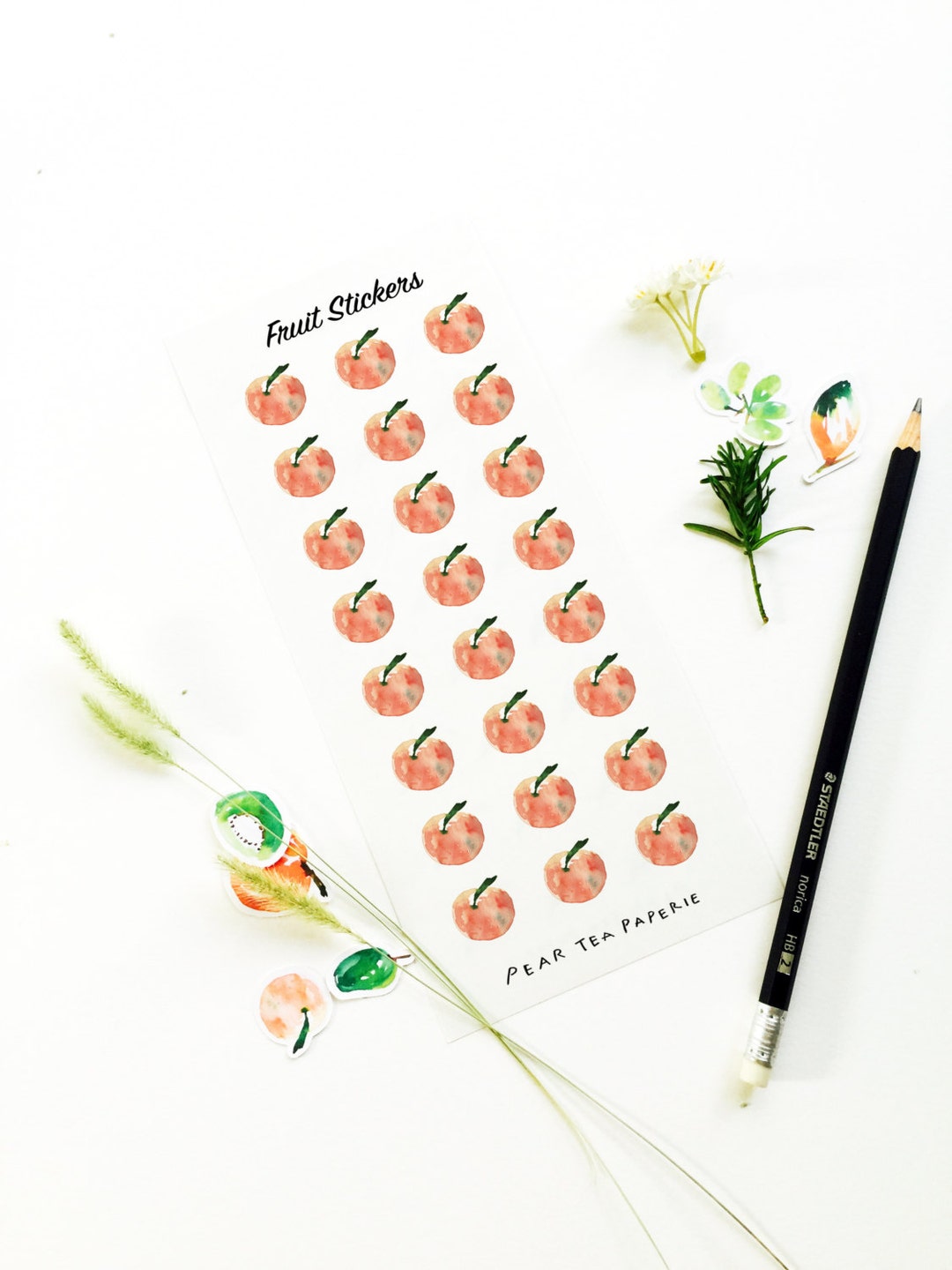 Peach Stickers, Fruit Stickers, Planner Ready Stickers, Weekly Stickers ...