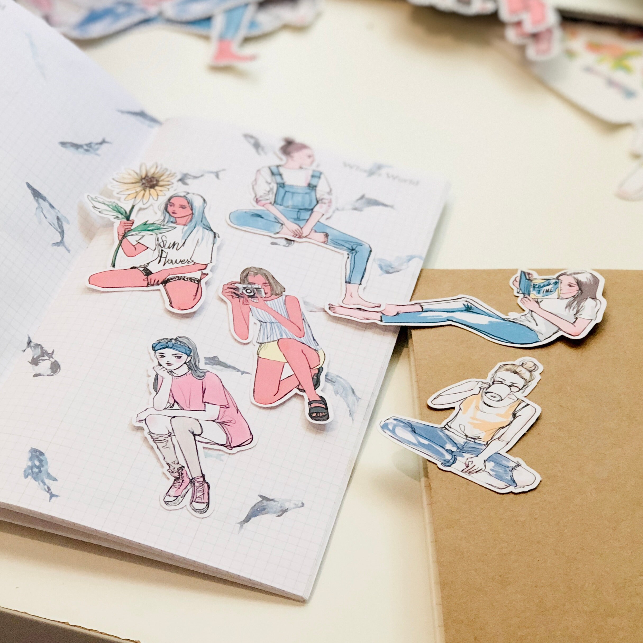 Summer Days Girls Stickers - 6 Sticker SET, Planner Stickers, Kawaii ...