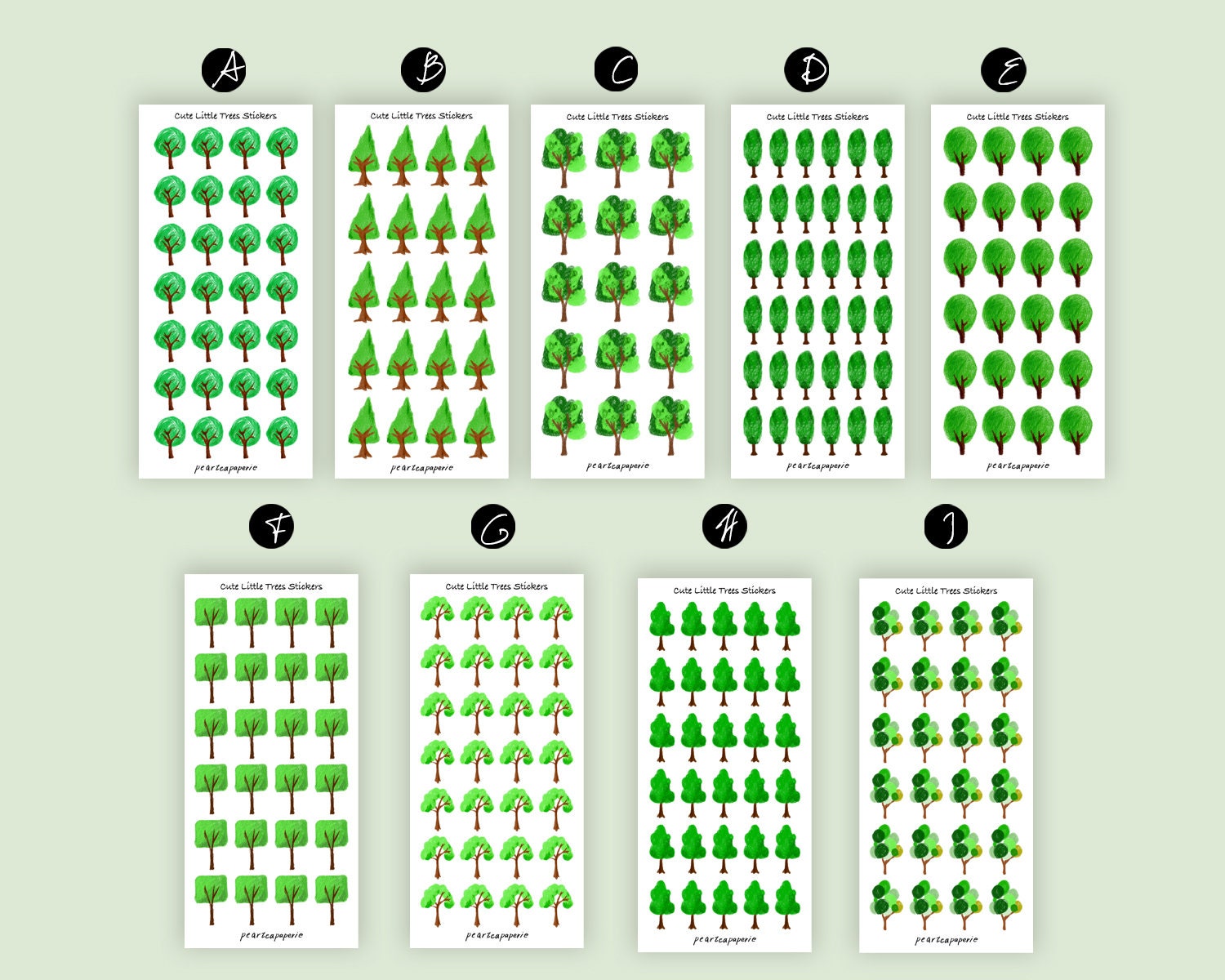 Mini Cute Little Trees Stickers Botanical Art Stickers - Etsy