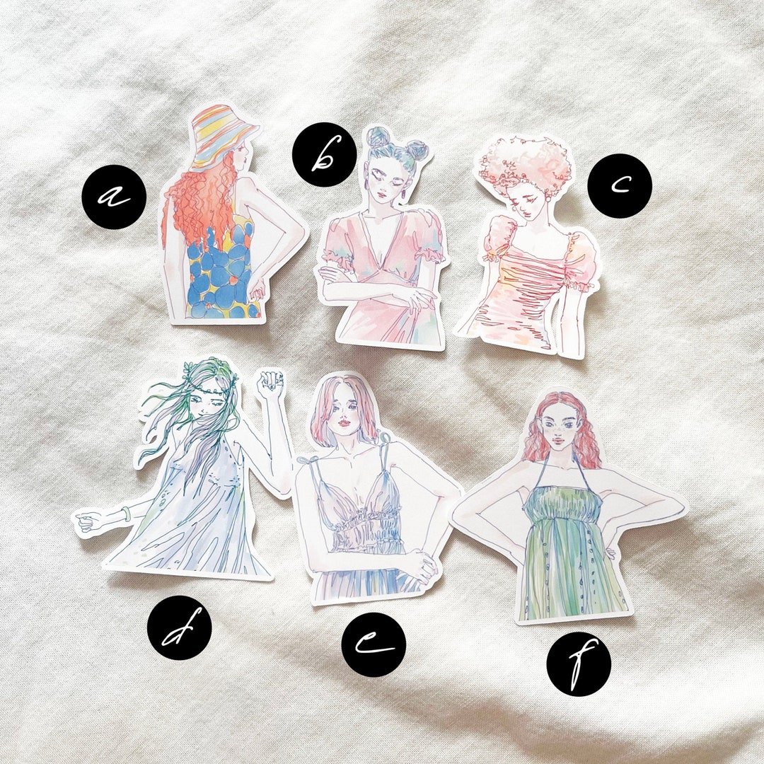 Summer Dress Girls Stickers - Upper Body / Girl Stickers, Doll Stickers ...