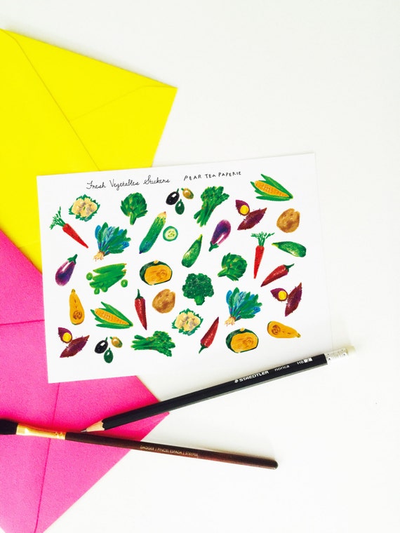 Fresh Vegetable Stickers Set | Etsy