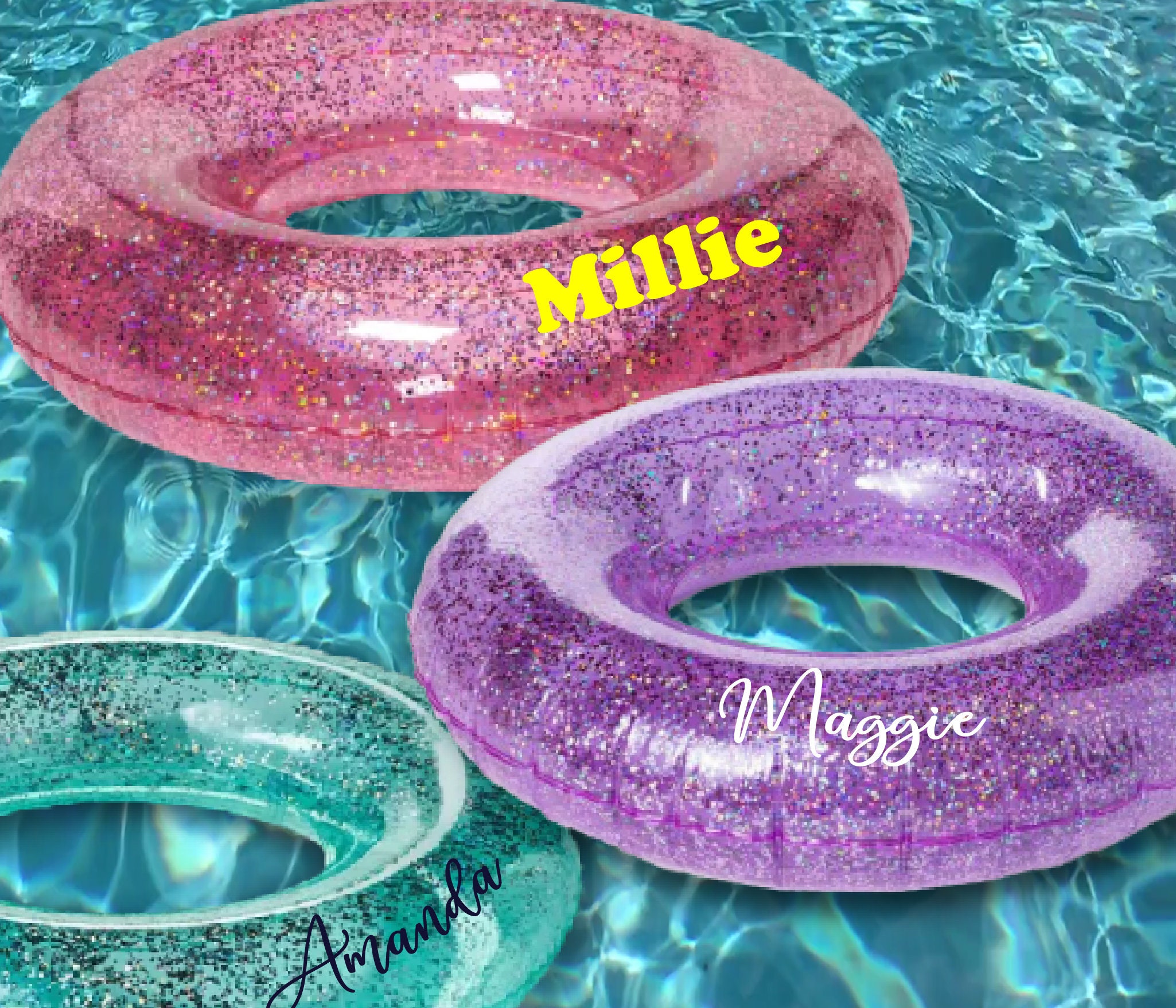 NEW COLORS!! | Double the Glitter! Personalized Colored Pool Float W ...