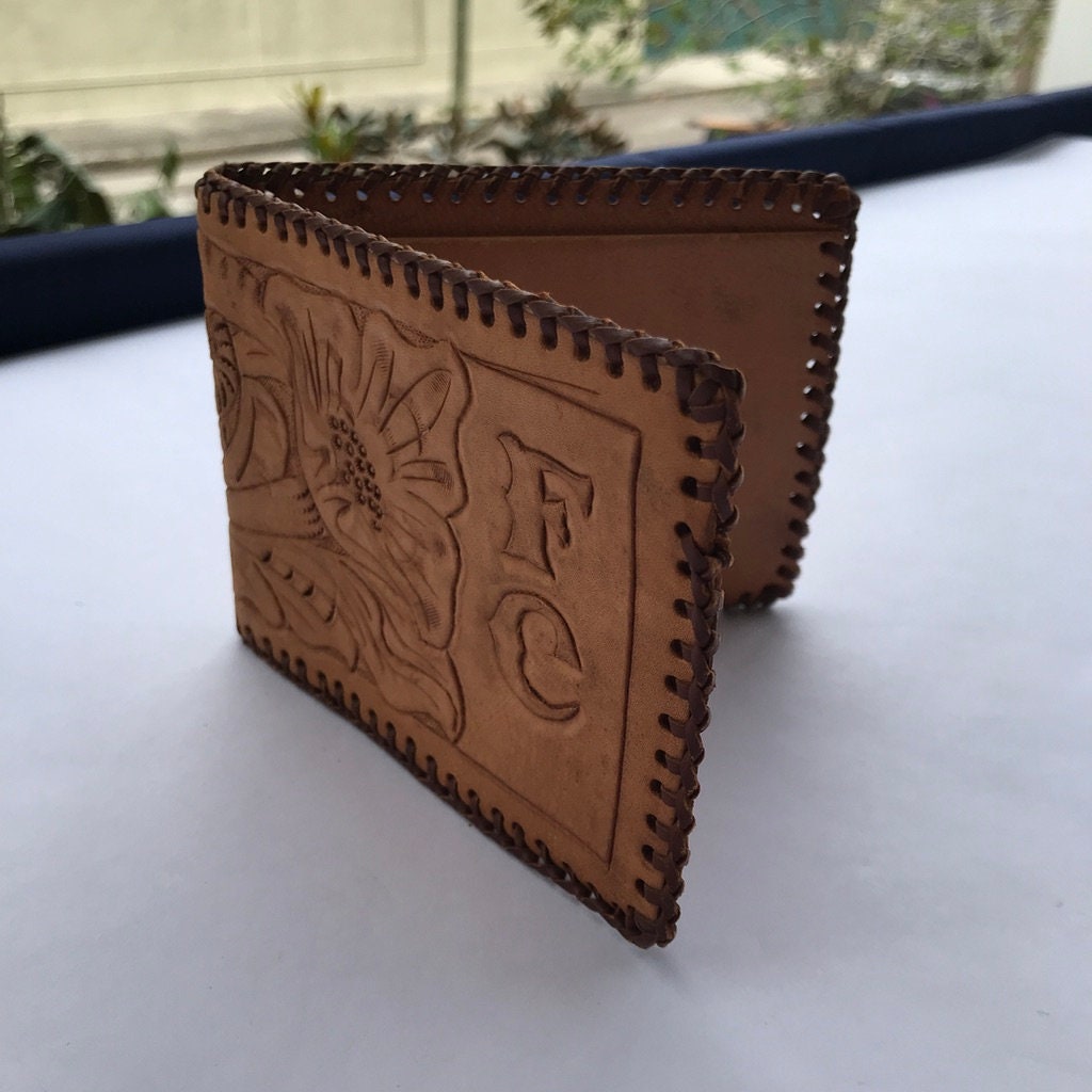 Hand Tooled Genuine Goat Leather Vintage Wallet - Etsy