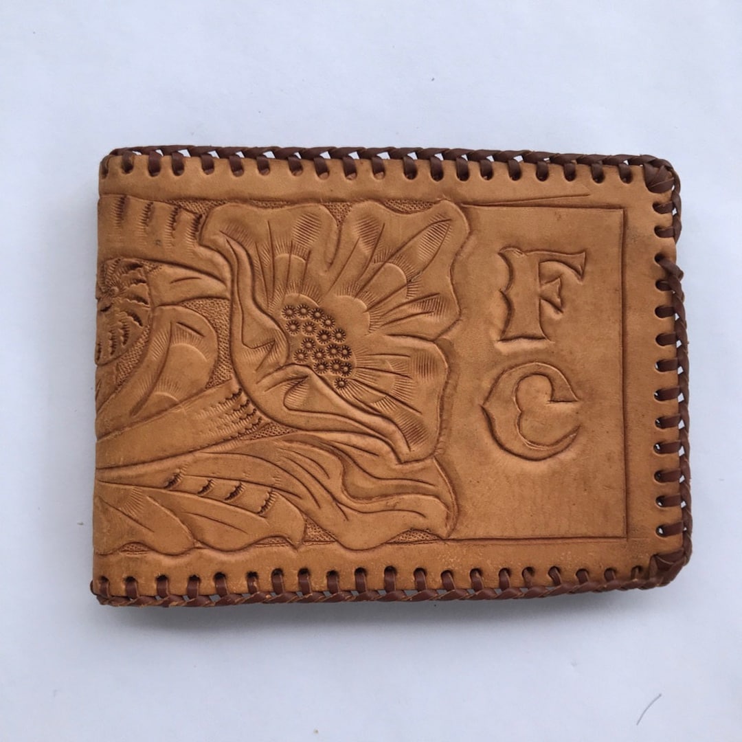 Hand Tooled Genuine Goat Leather Vintage Wallet - Etsy