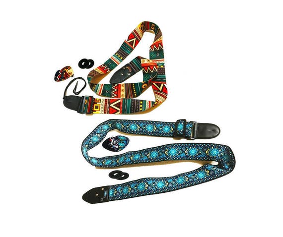 2 Vintage Guitar Straps Guitar Player Gift Set Aztec - Etsy