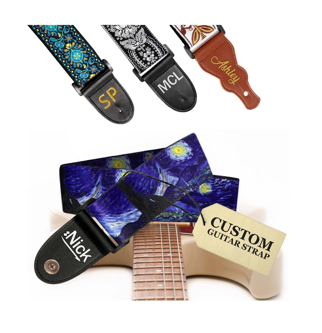 Personalized Vincent Van Gogh's Starry Night Inspired Guitar Strap ...