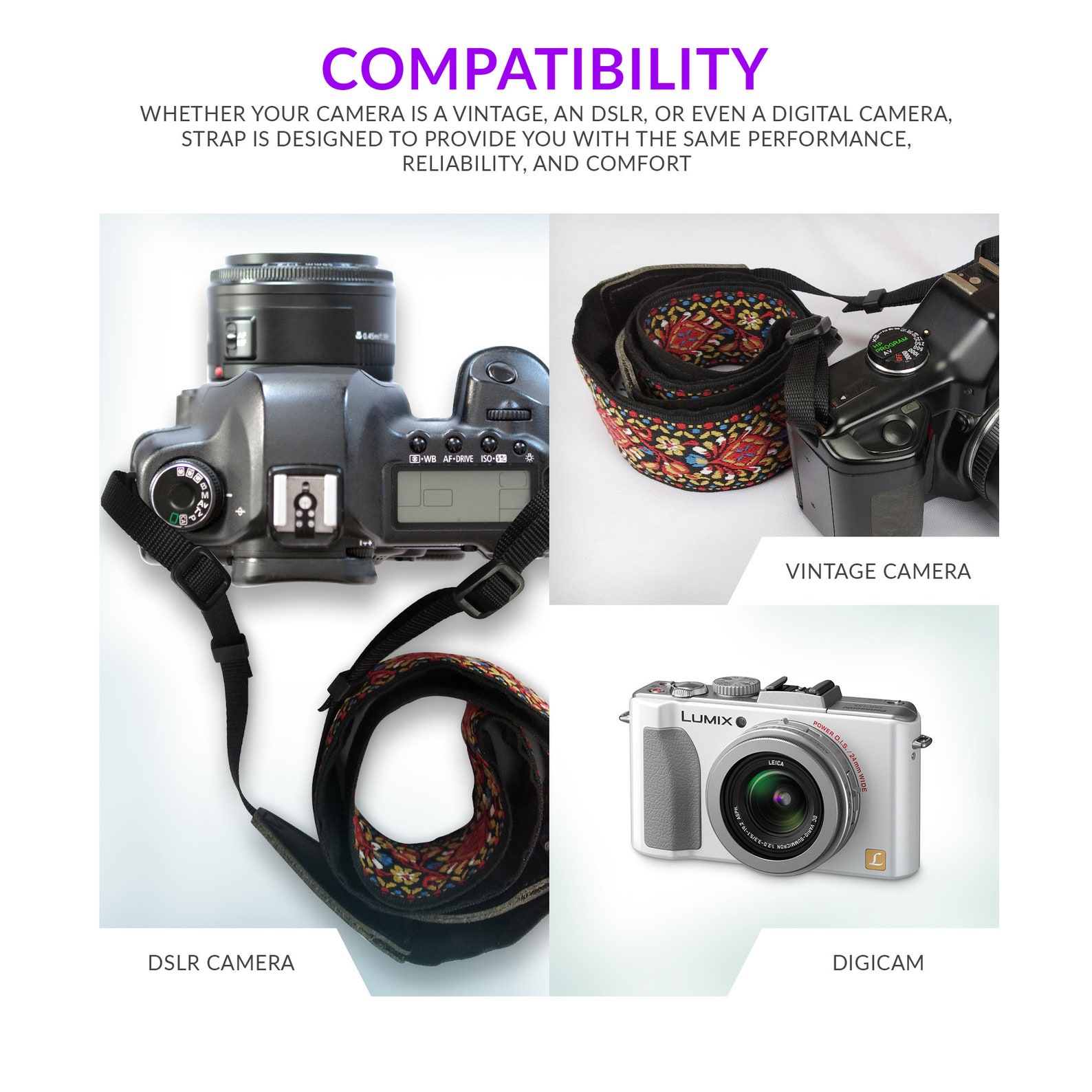 2 Camera Straps Floral Brown Jeans Camera Strap for Canon - Etsy