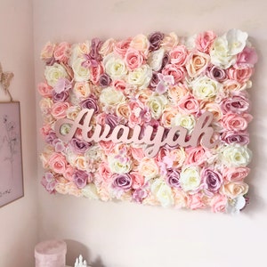 Artificial Flower Wall, Name Sign Over Crib, Baby Shower Gift, Kids ...