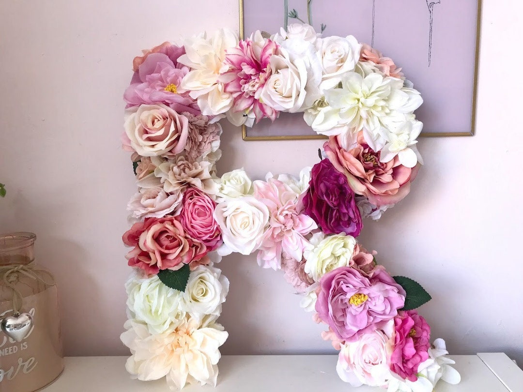 Pink Flower Letter R Flower Wall Letter Nursery Baby Name - Etsy UK