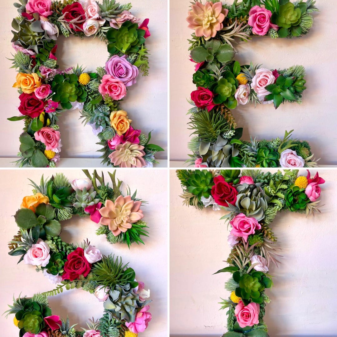 Floral Initial Nursery Decor: Moss Flower Letter, Woodland Theme - Etsy