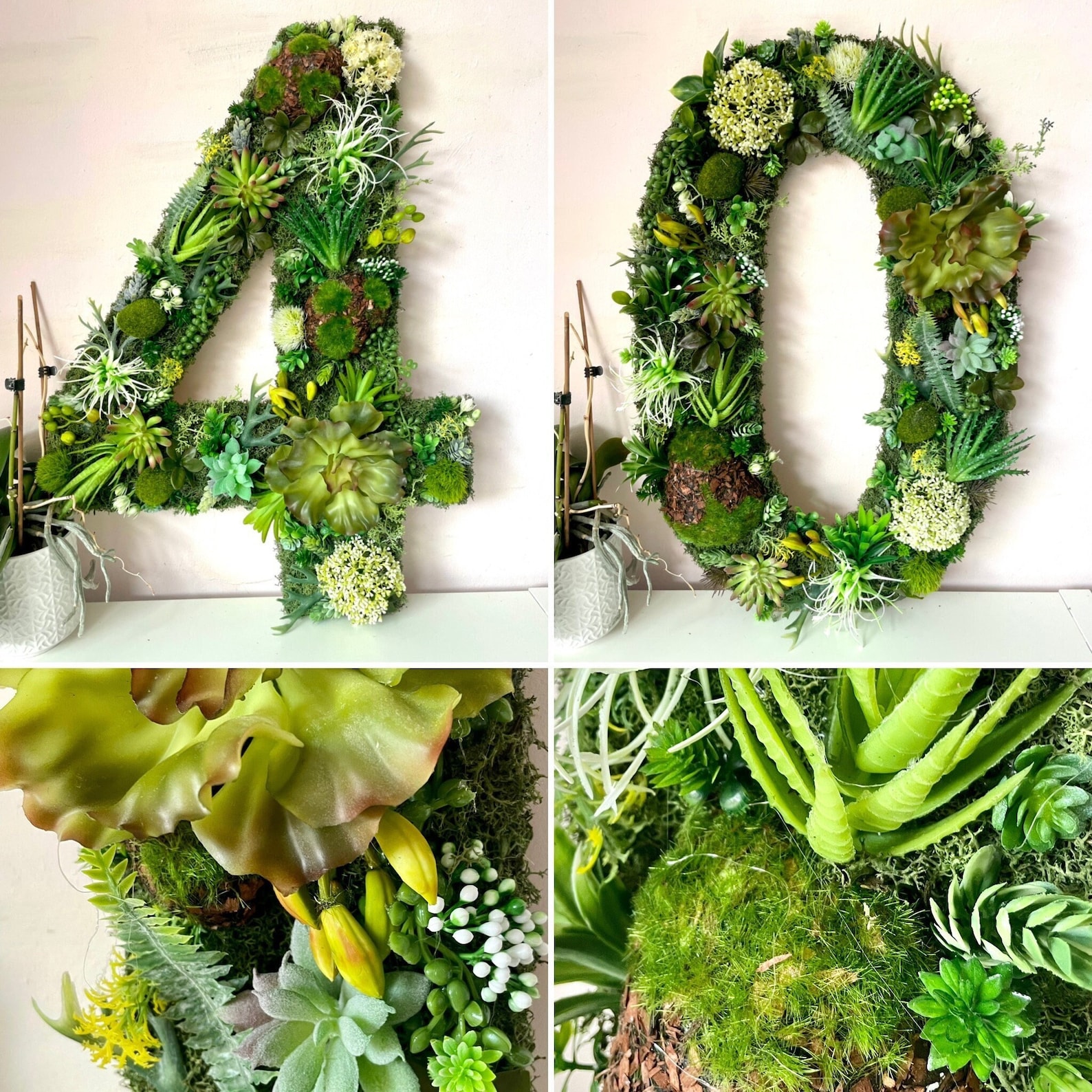 Large Moss Letter or Number: Succulent Botanical Decor - Etsy