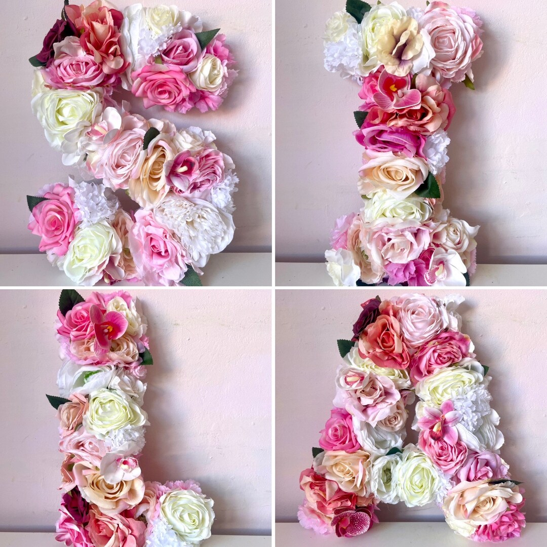 Flower Letters Baby Name Sign Floral Letters Nursery Name - Etsy UK