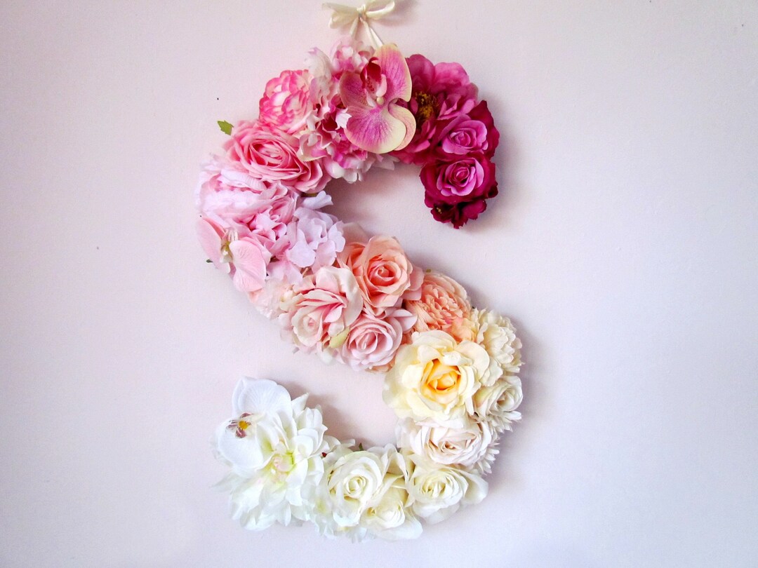 Flower Letter Nursery, Floral Letter Gradient, Floral Initials, Nursery ...