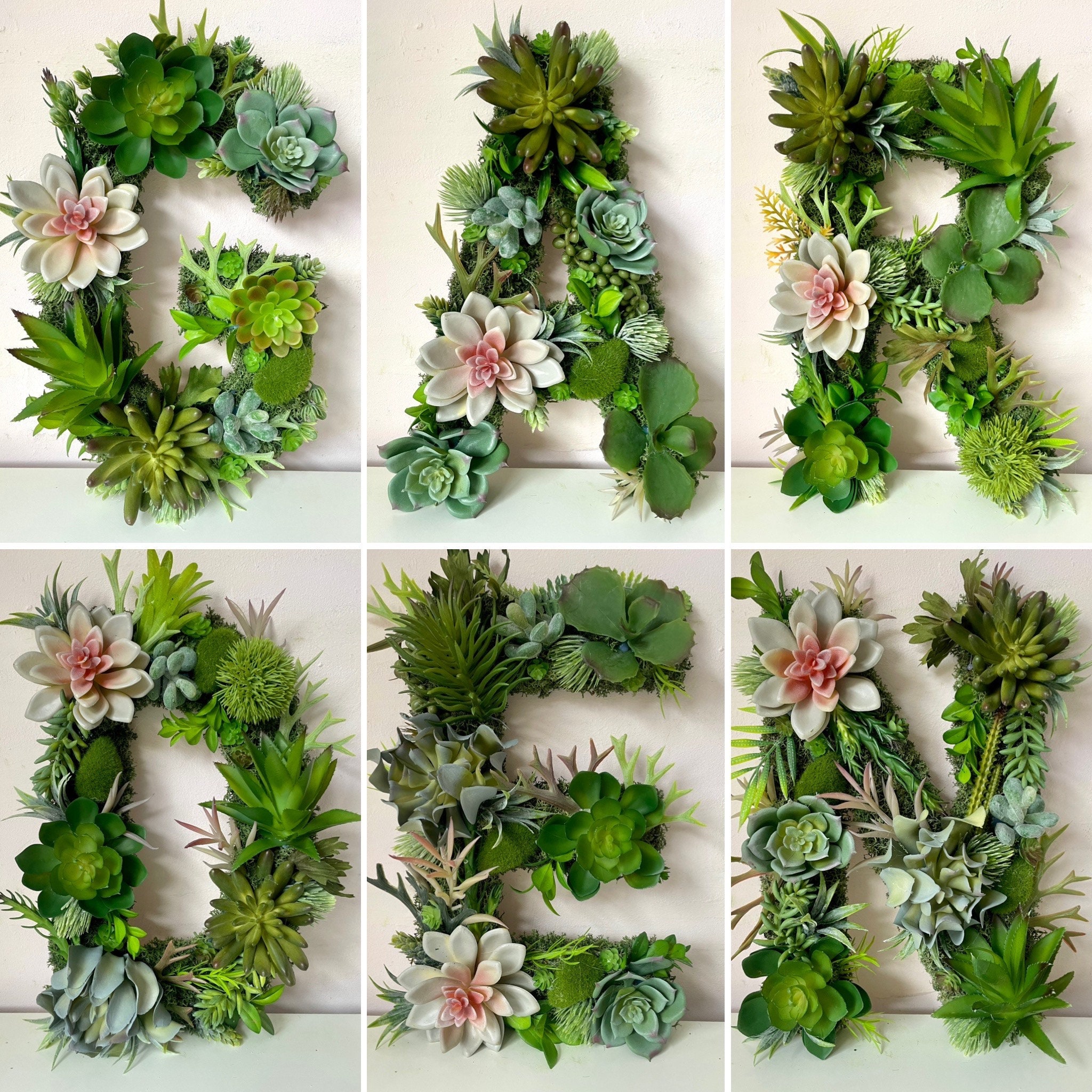Moss Succulent Letter: Green Botanical Office Wall Decor - Etsy