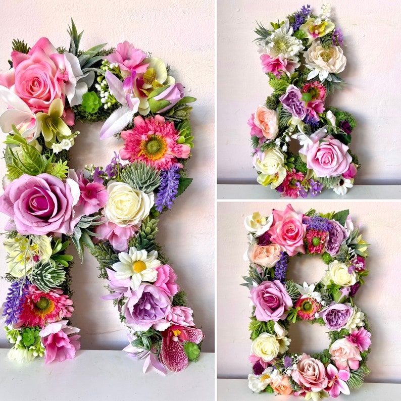 3D Floral Letter: Silk Flower & Moss Nursery Decor - Etsy