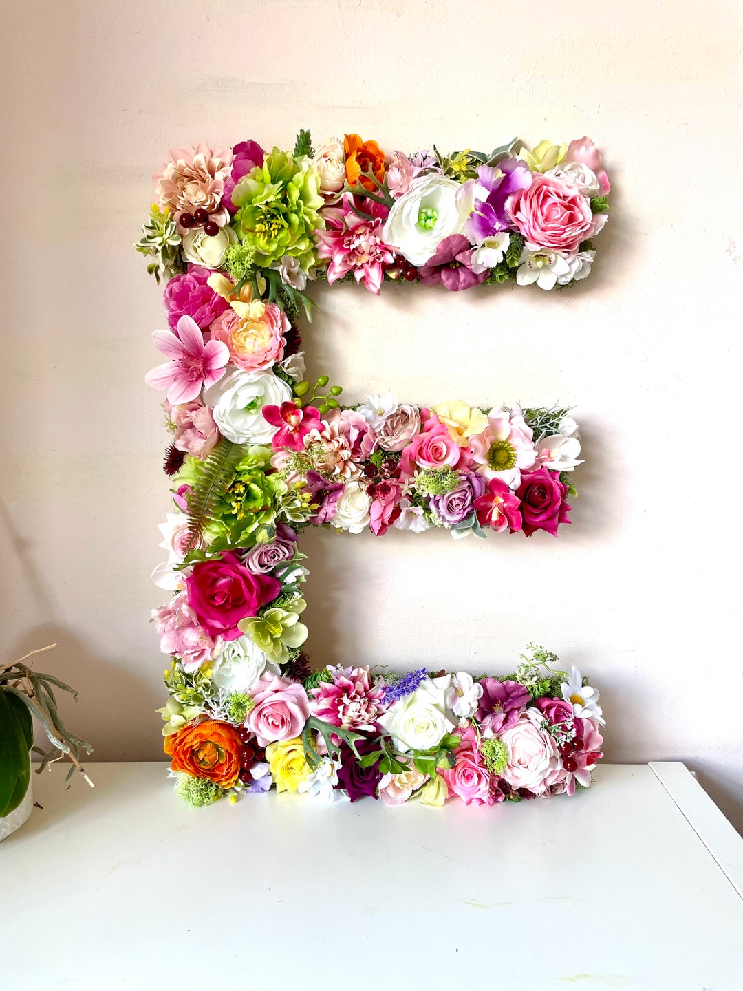 Floral Letter: Silk Flower Initial, Boho Nursery Decor - Etsy