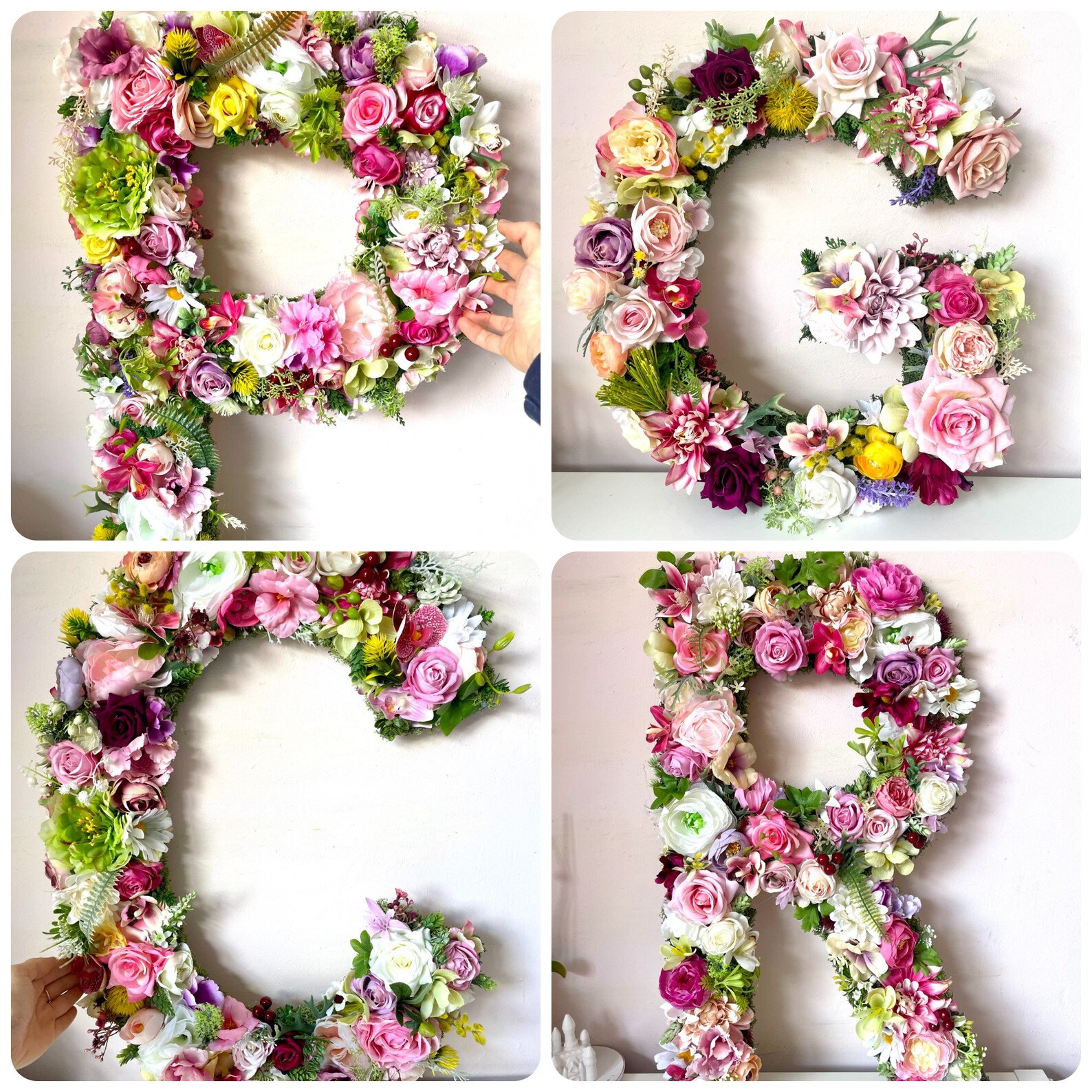 Floral Letter Monogram: Silk Flower & Moss Nursery Decor - Etsy