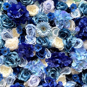 Blue Flower Wall, 3D Floral Wall Backdrop, Rose and Hydrangea Flower ...
