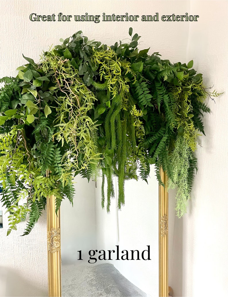Luxe Artificial Greenery Garland | Mixed Faux Leaf Garland - Etsy