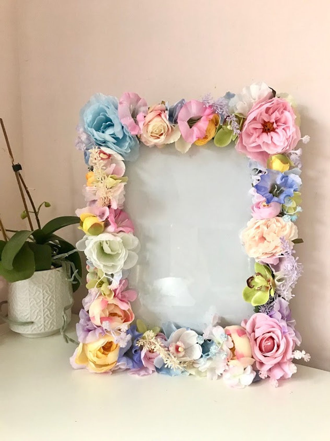 Pastel rainbow floral picture frame Custom photo frame | Etsy