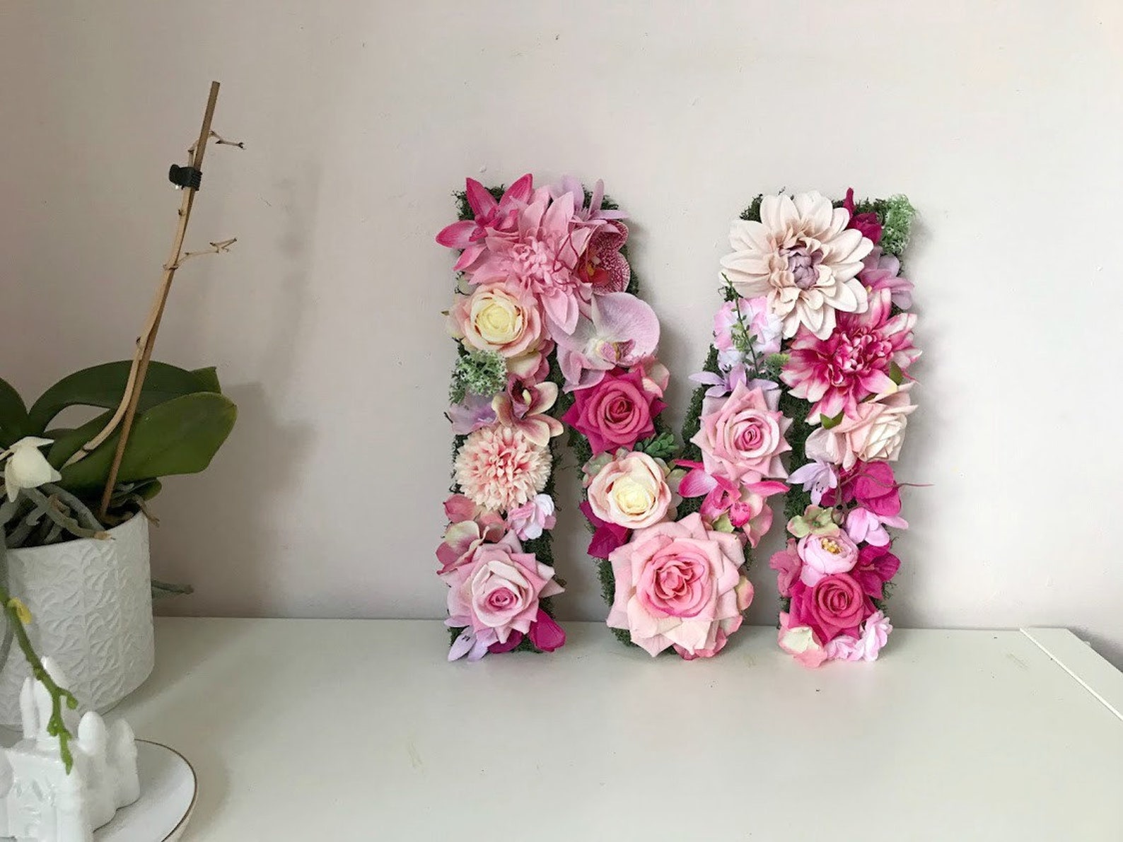 Flower Letter With Moss Floral Letters Woodland Nursery - Etsy Canada