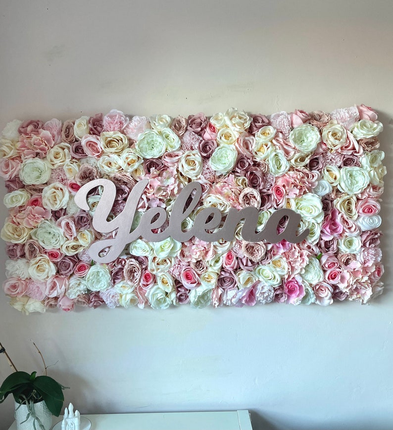 Personalized Flower Wall With Name Sign: Pink & Ivory Nursery Decor - Etsy